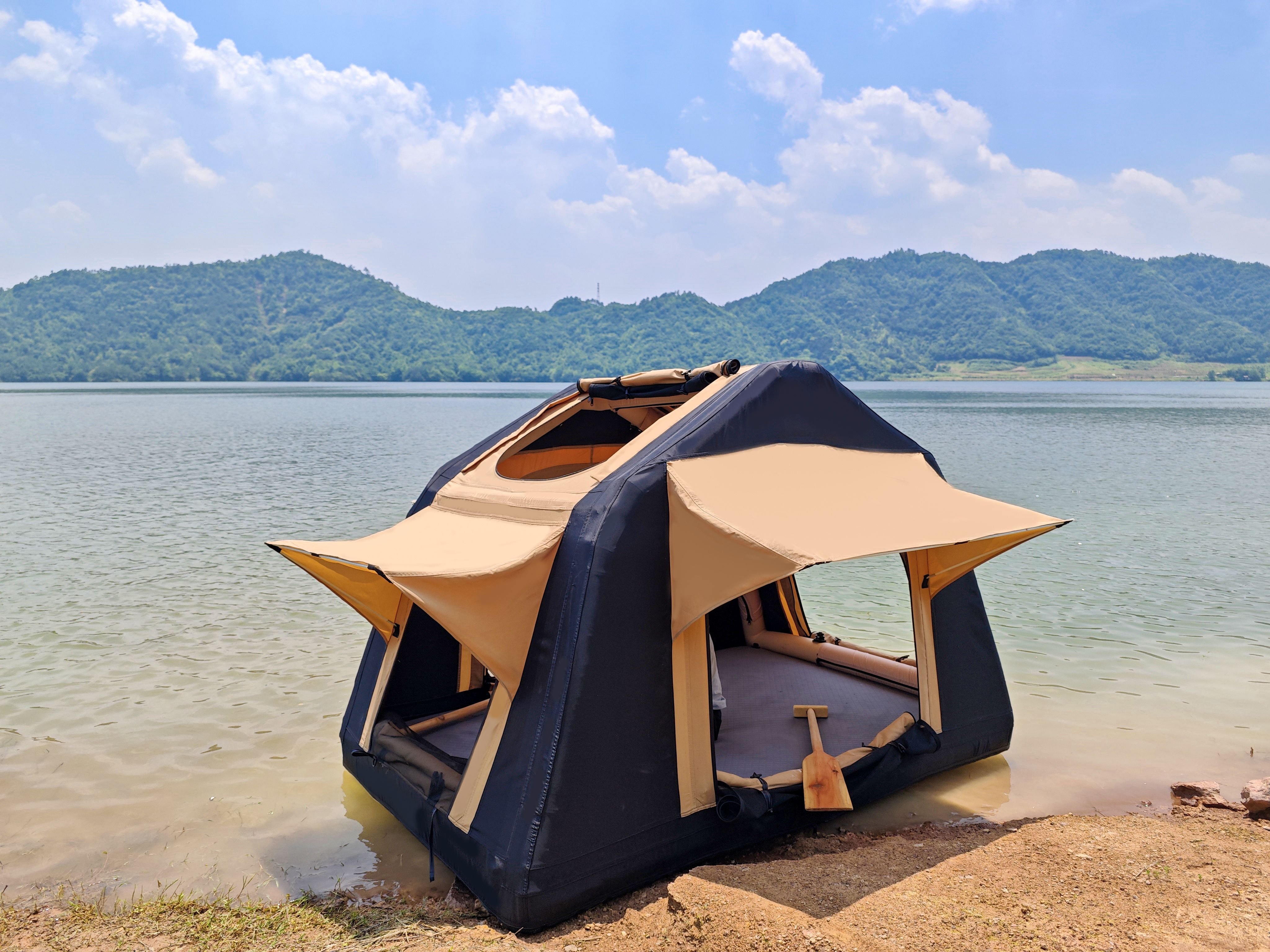 Foldable 2-3 People Amphibious Inflatable Car Roof Top Tent for camping ...